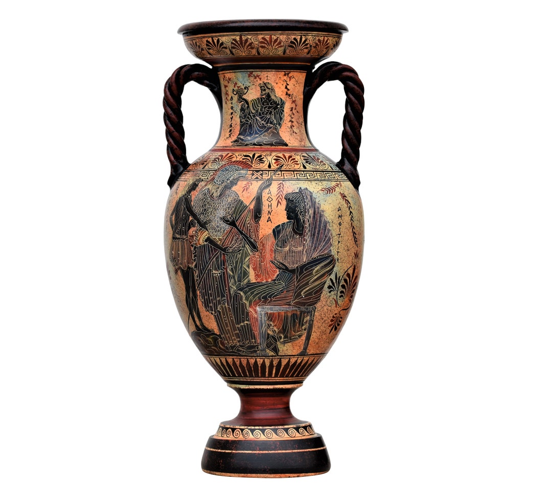 Large Vase Goddess Athena Theseus and Amphitrite Ancient Greek Pottery ...