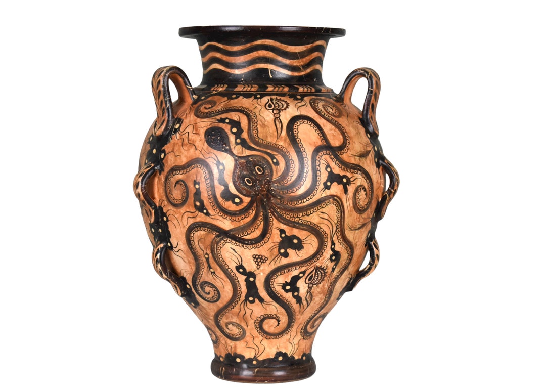 9 Handles Marine Style Octopus Vase Amphora Minoan Pottery Knossos ...