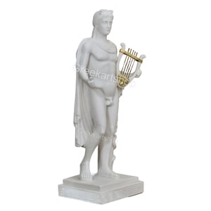 Apollo With Lyre Greek Roman Olympian God Sculpture Statue Cast Marble ...