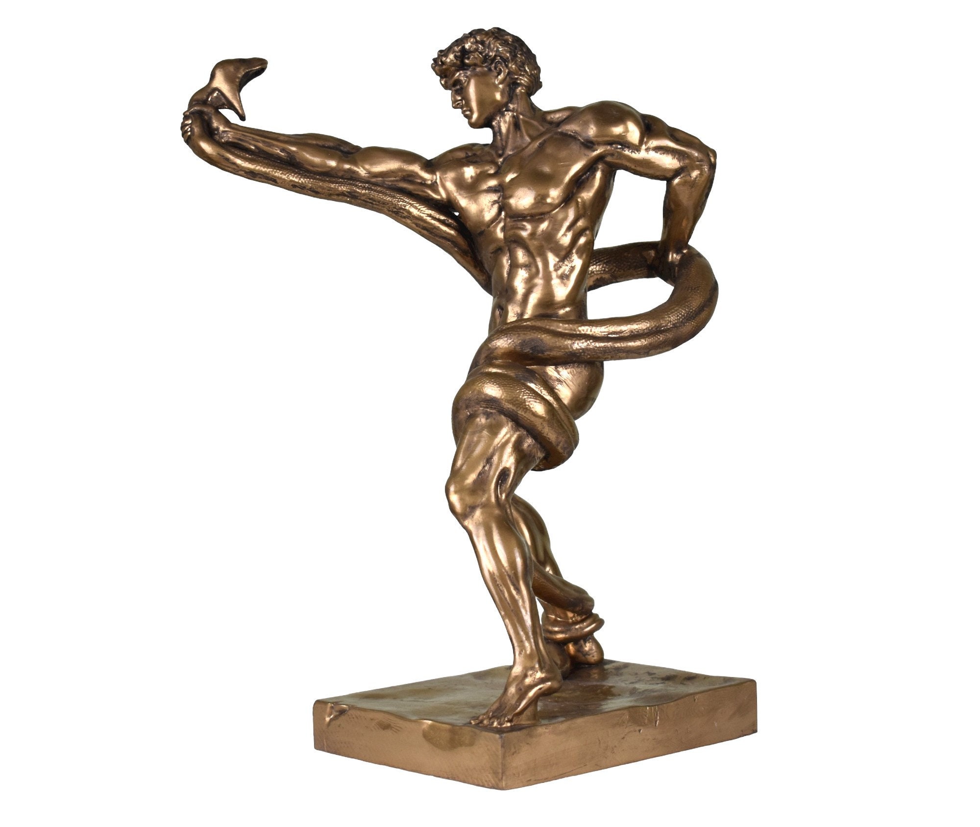 Athlete Wrestling With a Python Snake Nude Male Greek Cast - Etsy