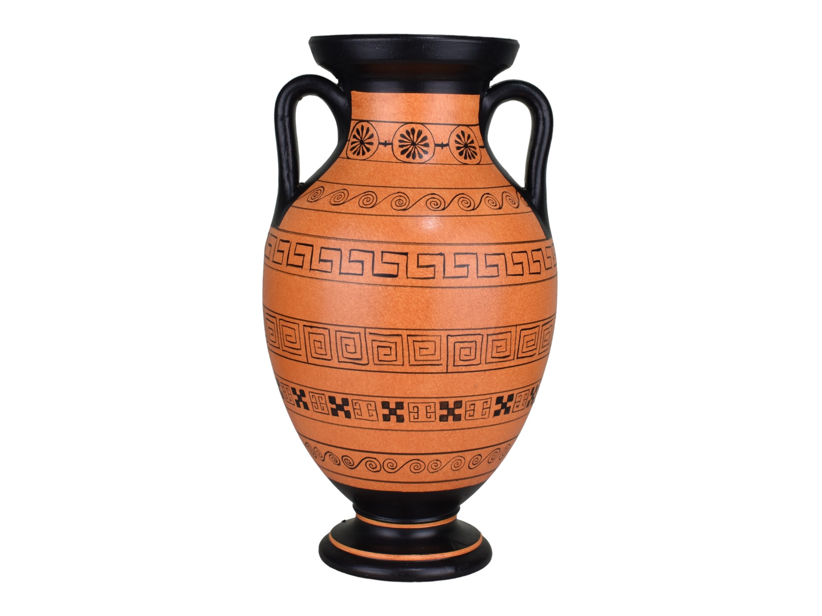 Handmade Greek Ceramic Vase: Meander Motif Amphora - Etsy