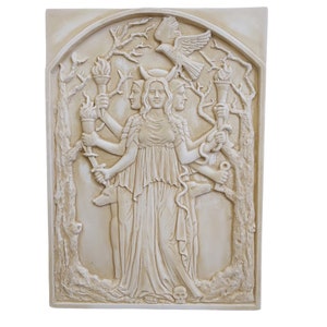 Hecate Triple Goddess of Magic Night Moon Ghosts Greek Relief Plaque ...