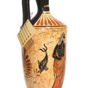 Greek Ceramic Vase Pot Vessel Lekythos Goddess Athena God Poseidon 10 ...