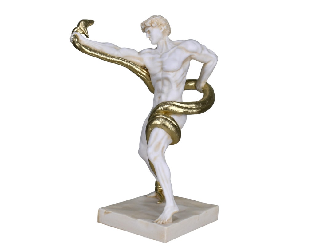 Athlete Wrestling With a Python Snake Nude Male Greek Cast Marble ...