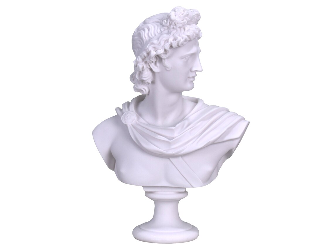APOLLO Greek Roman God Bust Head Statue Cast Marble Sculpture - Etsy ...