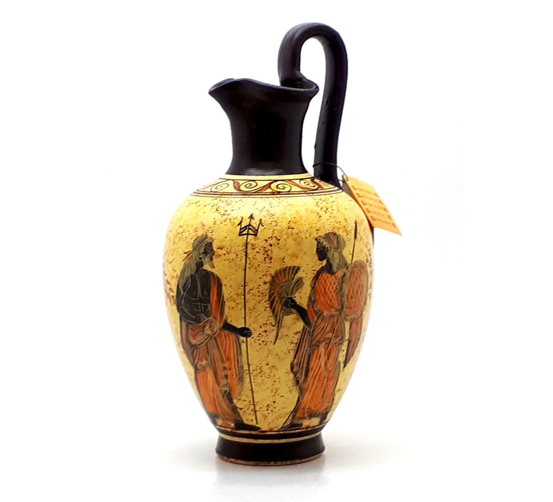 Ancient Greek Vase Pottery Vessel Pot Goddess Athena & God Poseidon 10 ...