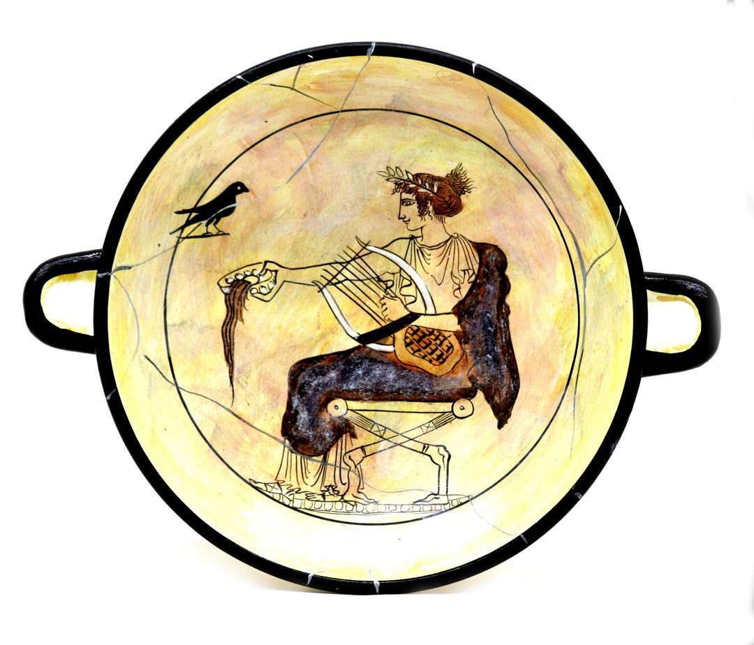 Cylix of God Apollo Lyre Wine Cup Bowl Ancient Greek Pottery Museum ...