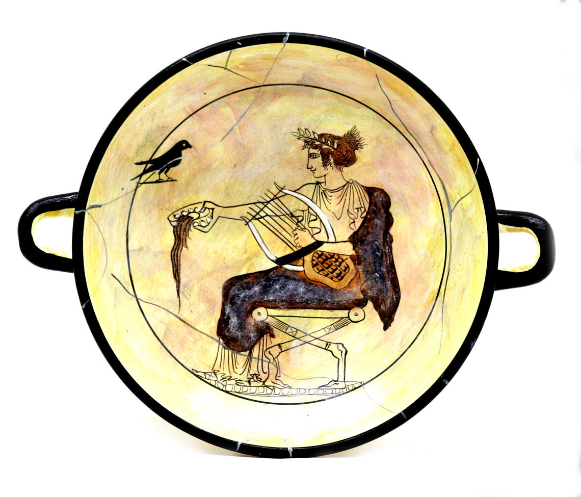 Cylix of God Apollo Lyre Wine Cup Bowl Ancient Greek Pottery Museum ...