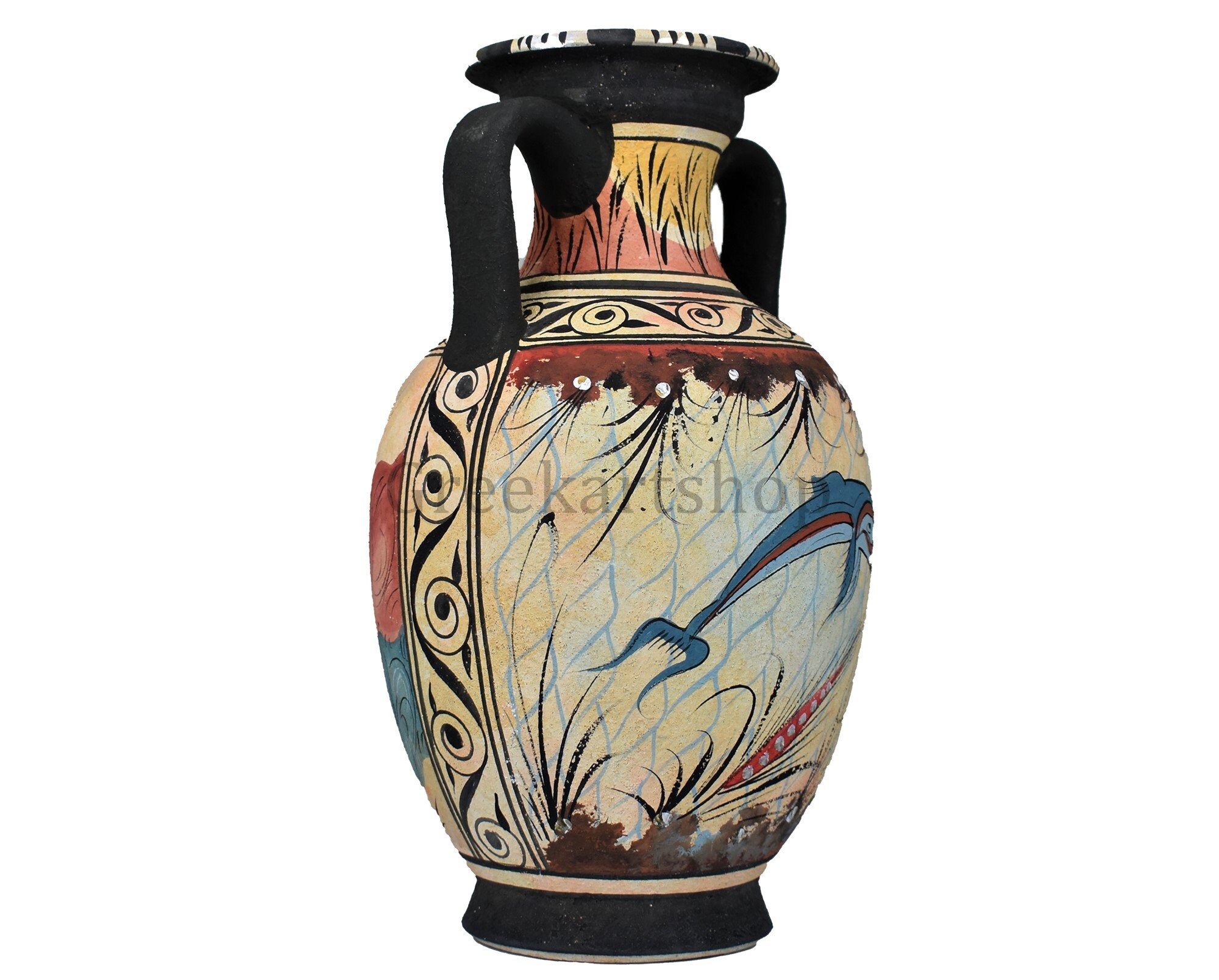 Minoan Vase Knossos Blue Bird Fresco Ancient Greek Pottery - Etsy