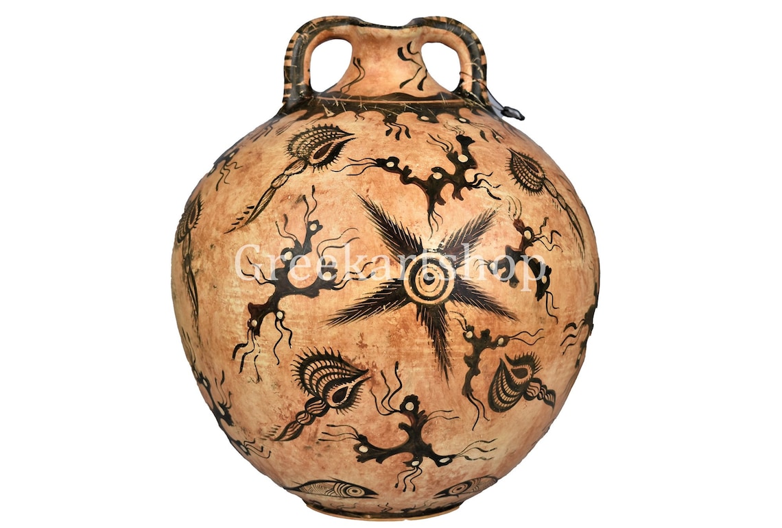 Octopus Flask Vase Minoan Marine Style Pottery Knossos Museum Copy - Etsy