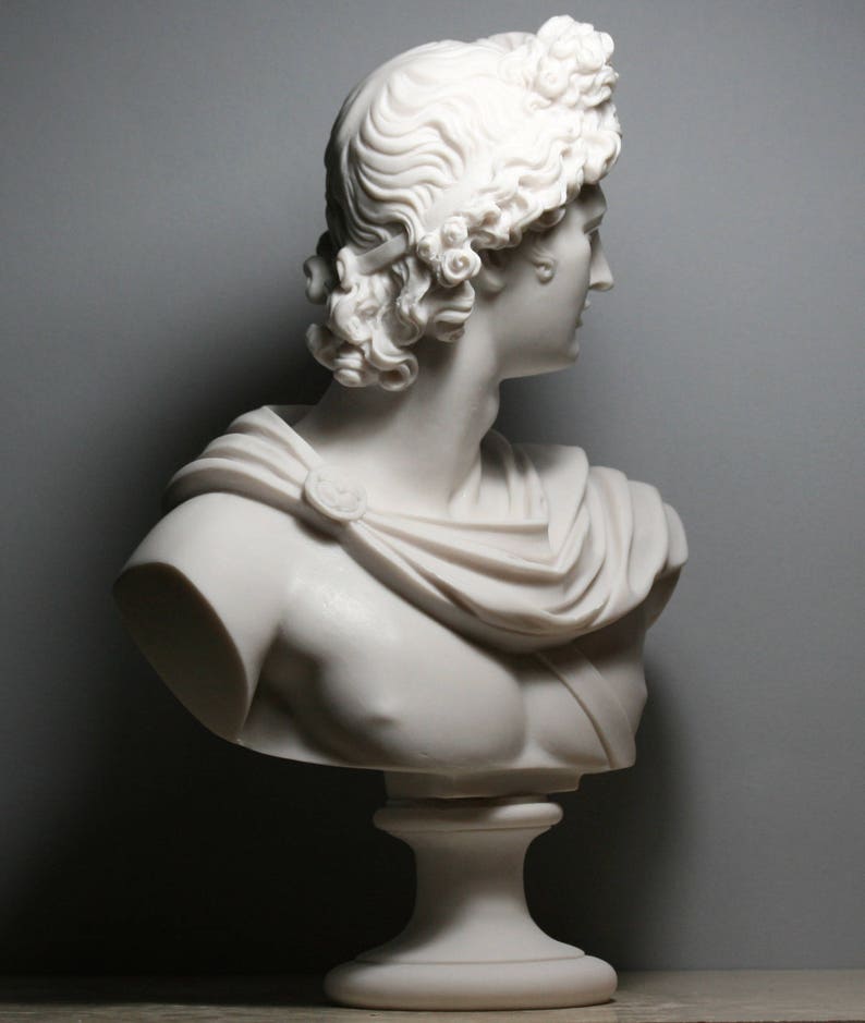 APOLLO Greek Roman God Bust Head Statue Cast Marble Sculpture - Etsy