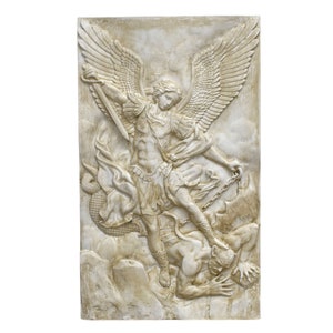 Saint St Michael Archangel Defeated Lucifer Relief Cast Stone Greek ...