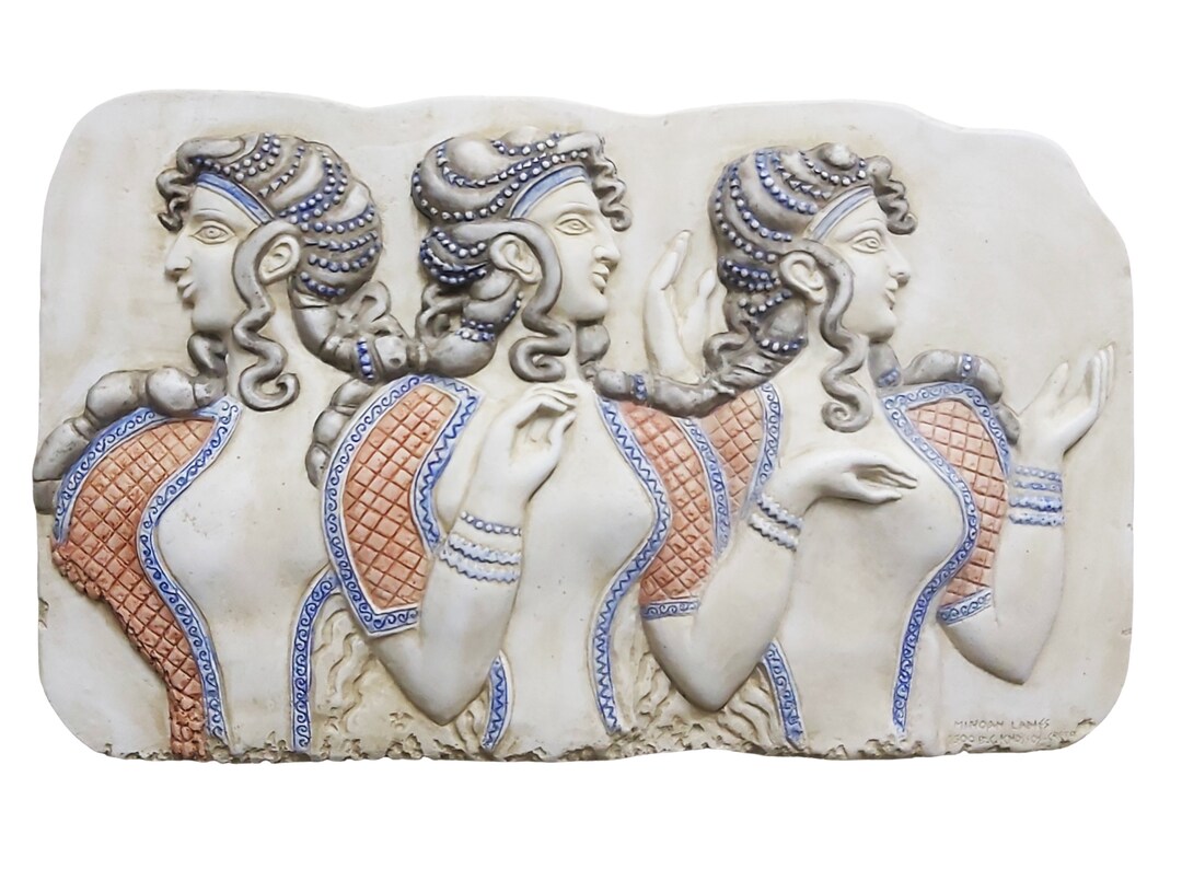 Ladies in Blue Knossos Minoan Palace Crete Relief Plaque Frieze Wall ...