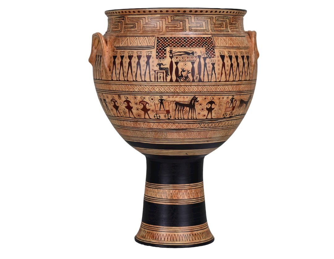 Dipylon Krater Funerary Vase Geometric Period Ancient Greek Pottery ...