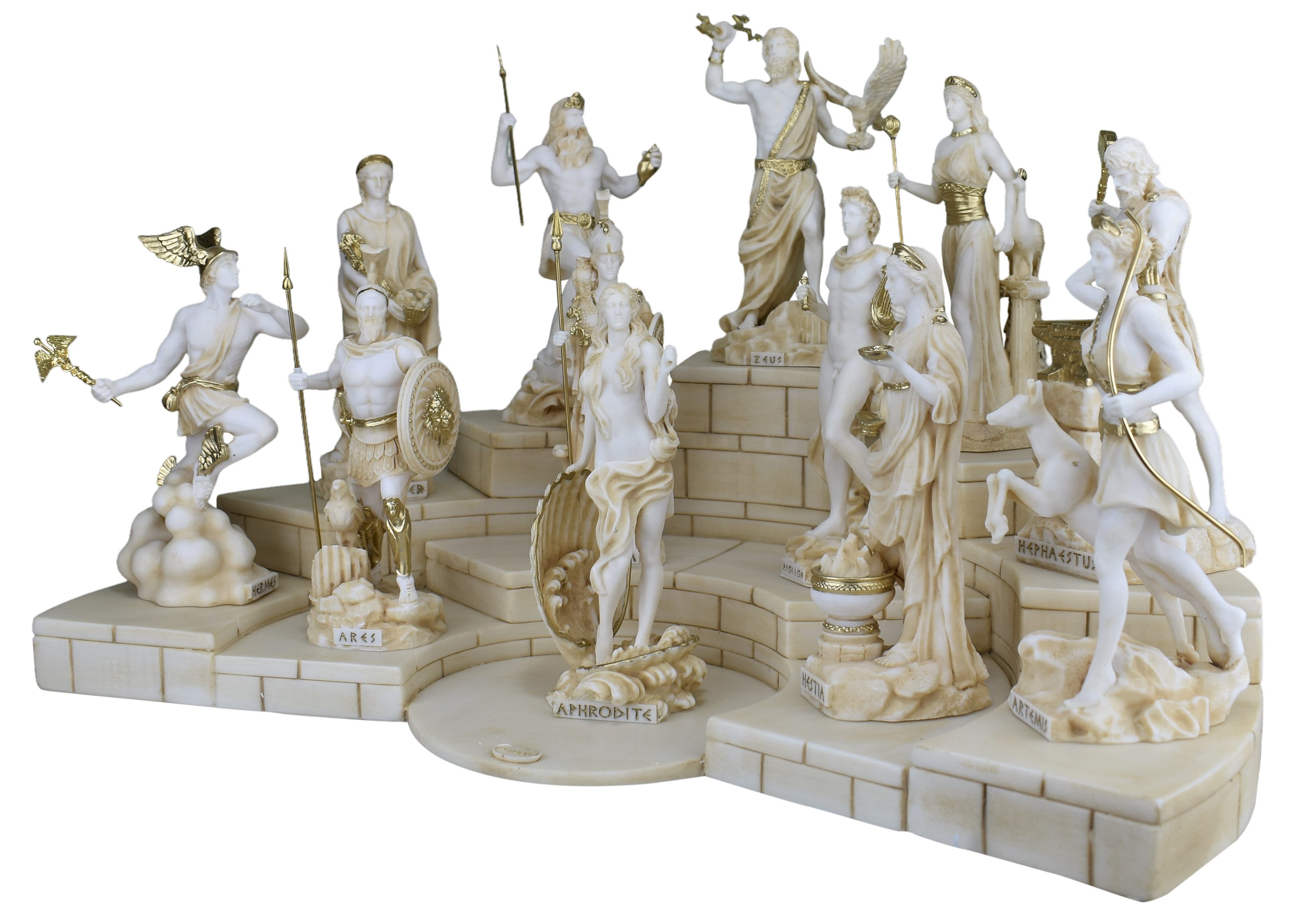 12 Twelve Greek Olympian Gods SET Pantheon Sculpture Statue Figure 6.7 ...