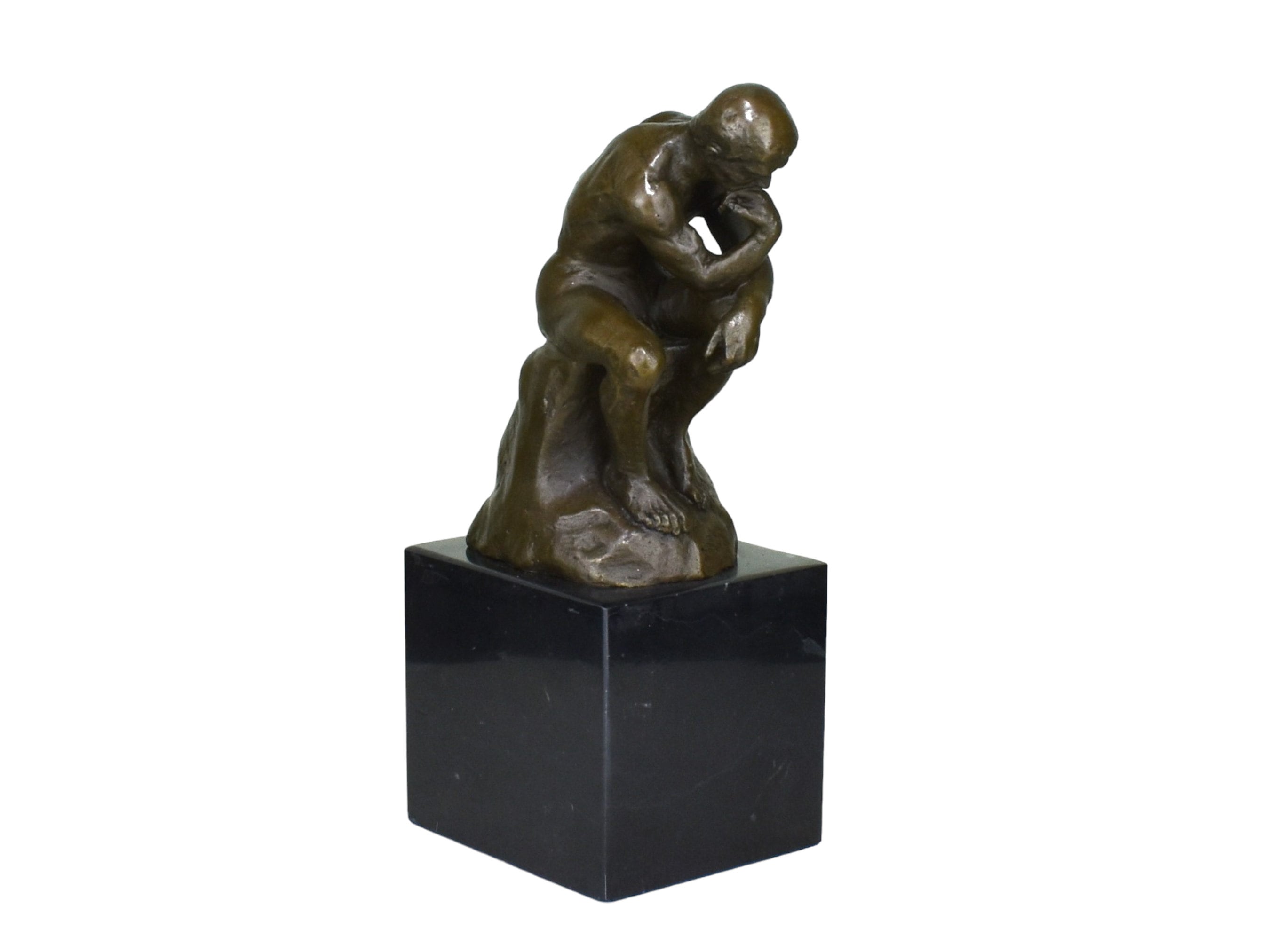 The Thinker Rodin Real Bronze Metal Art Sculpture Statue Marble Base ...