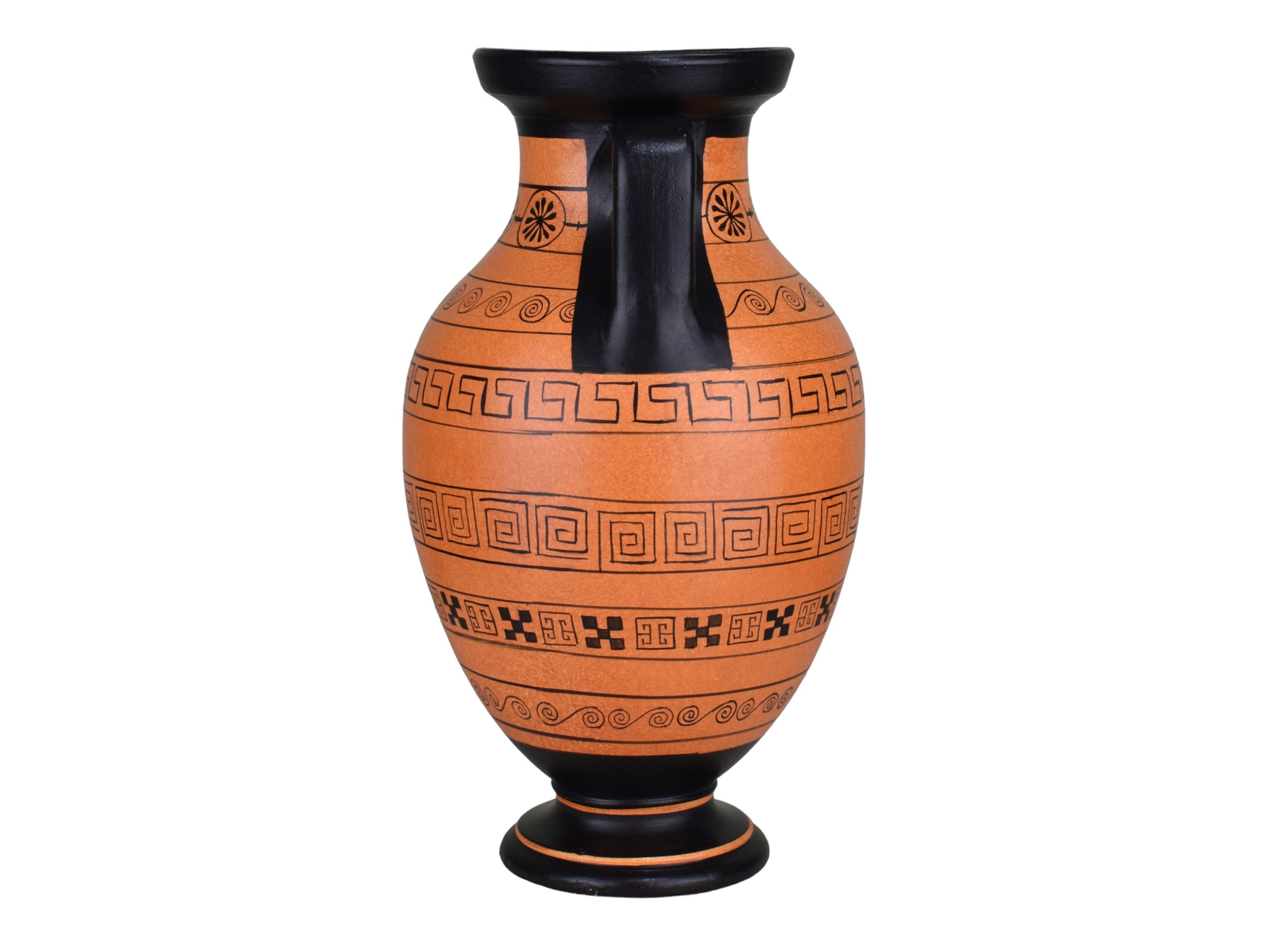 Handmade Greek Ceramic Vase: Meander Motif Amphora - Etsy