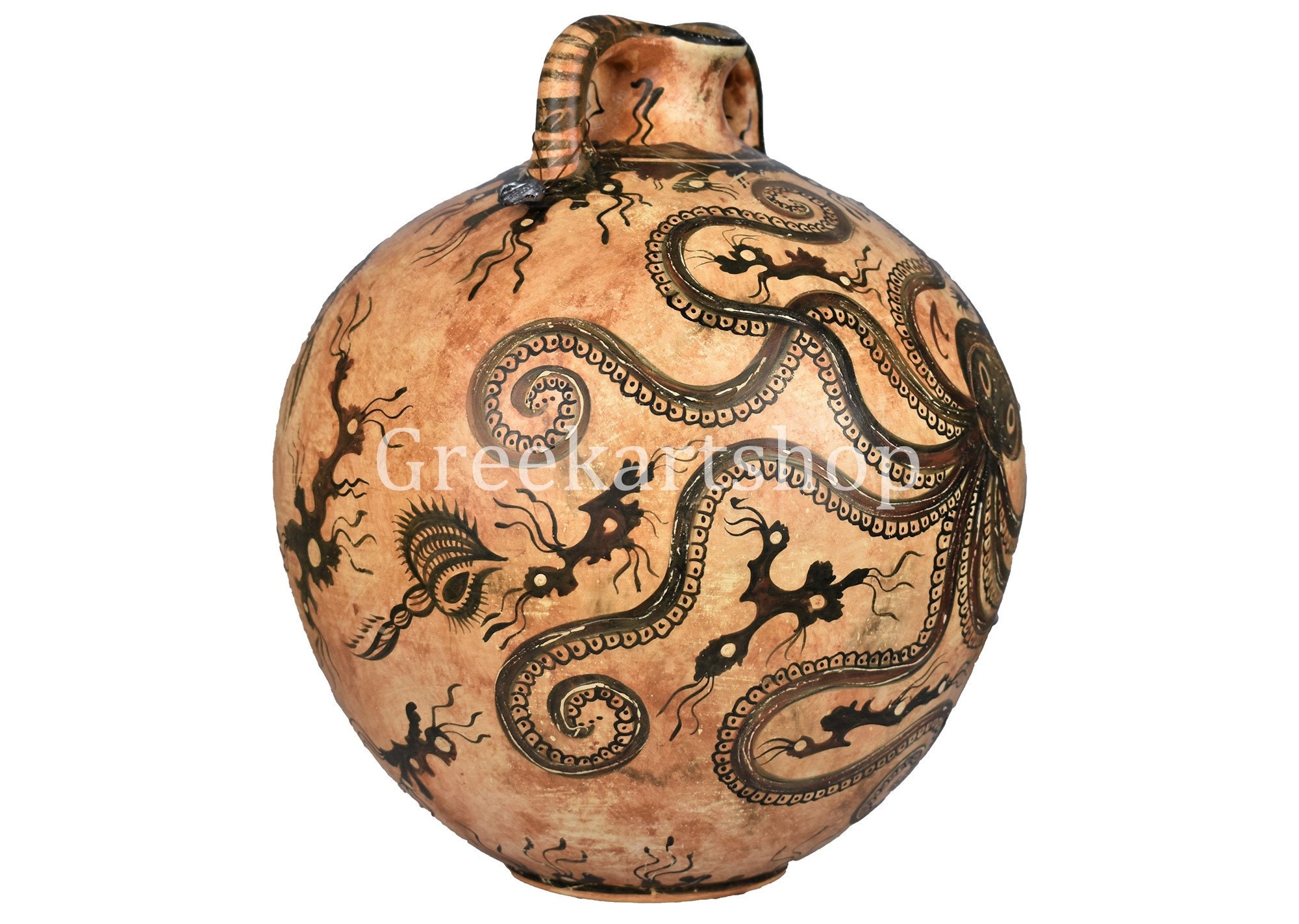 Octopus Flask Vase Minoan Marine Style Pottery Knossos Museum Copy - Etsy