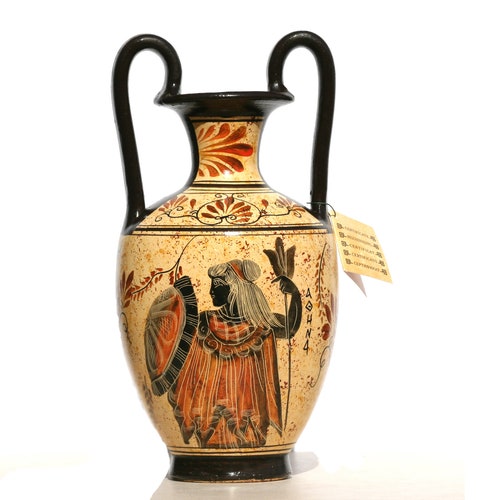 Ancient Greek Vase Pottery Vessel Pot Goddess Athena & God - Etsy