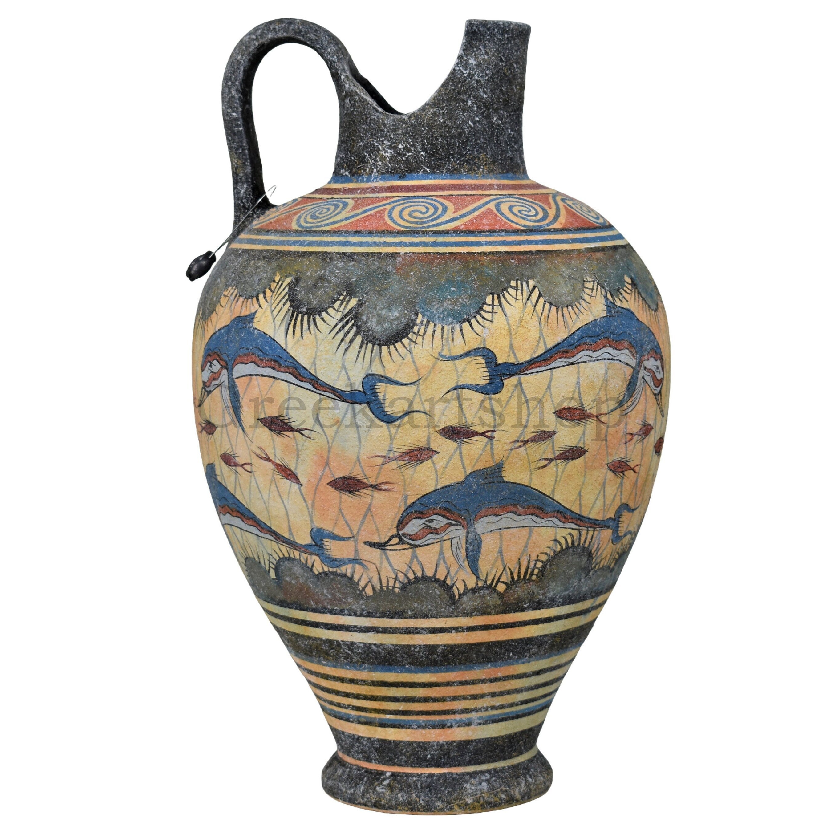 Hydria Water Jar Minoan Vase Pottery Painting Dolphin Ancient Greek ...