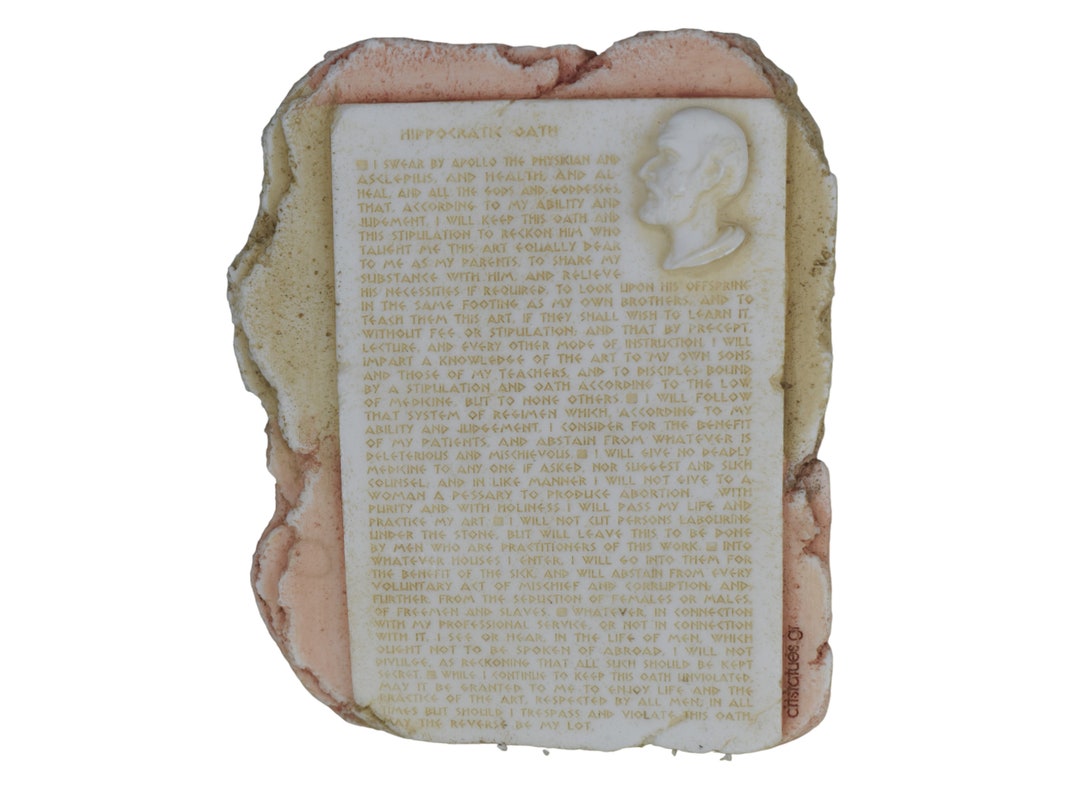 The Hippocratic Oath in English Plaque Physician Doctor Hippocrates ...