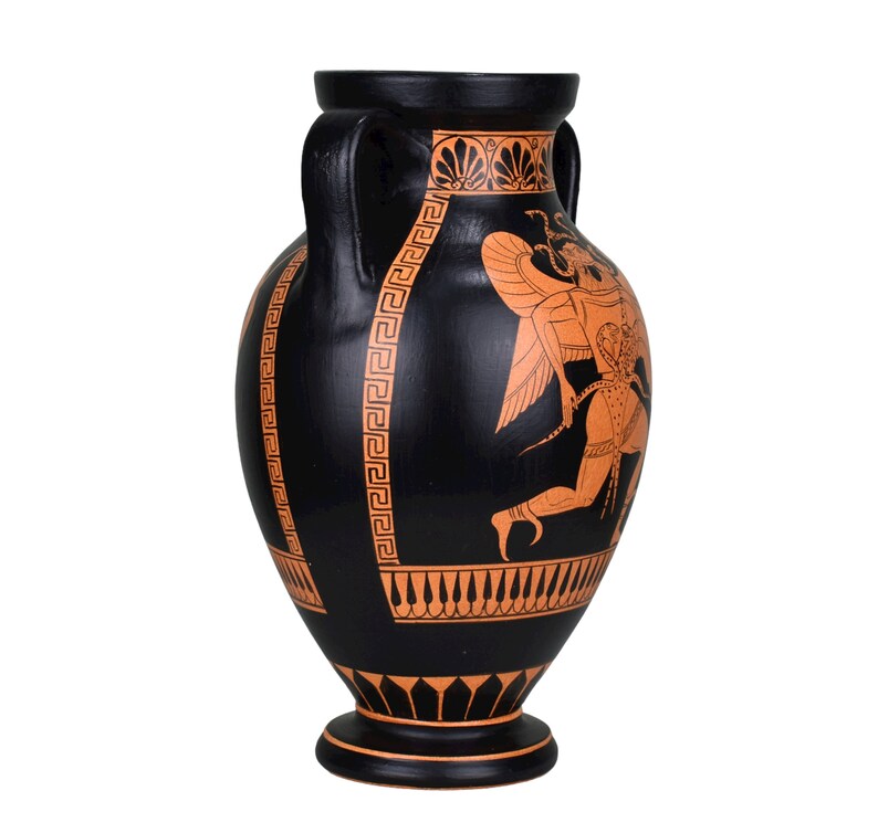Medusa Monster Head Snakes Perseus With Goddess Athena Vase Ancient ...