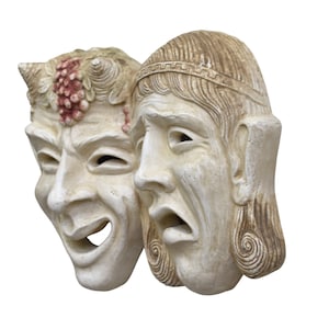 Theater Mask Comedy and Tragedy Greek Sculpture Wall Decor Cast Stone ...