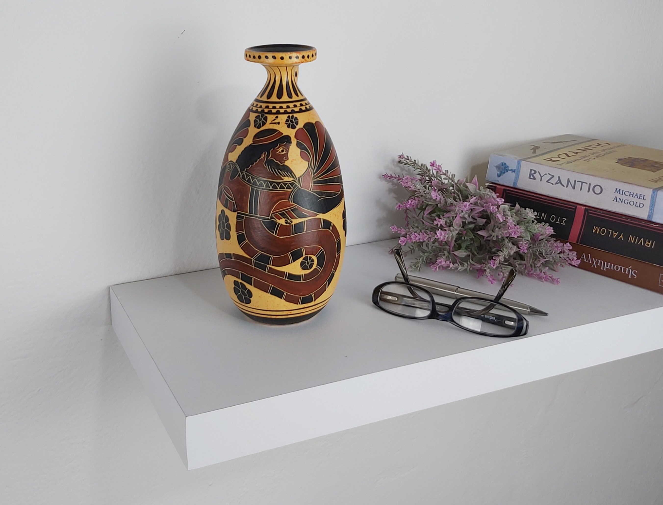 Serpent Giant Typhon Alabastron Ancient Greek Ceramic Vase - Etsy