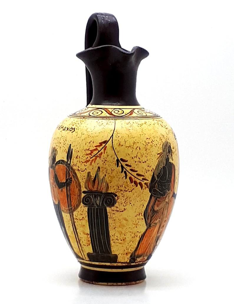 Ancient Greek Vase Pottery Vessel Pot Goddess Athena & God - Etsy