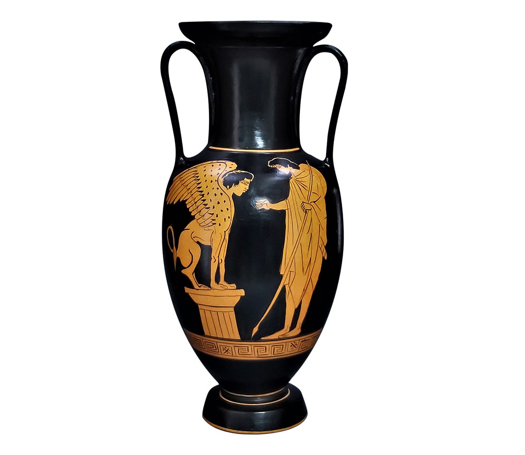 Oedipus and Sphinx Amphora Vase Ancient Greek Ceramic Pottery Museum ...