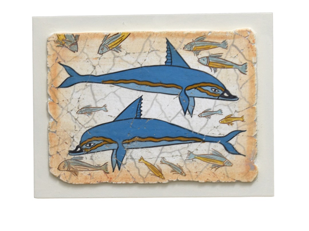 Dolphins Minoan Small REAL Fresco (2000-1500 BC) Painting Handpainted ...