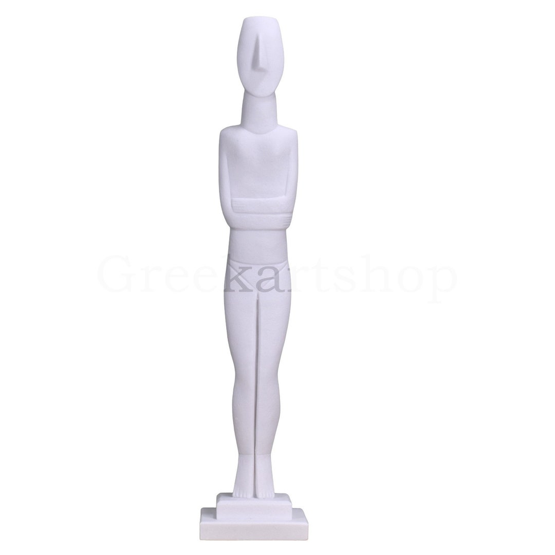Cycladic Idol Figurine: Cast Marble Greek Statue, 23 Inches Home Decor ...