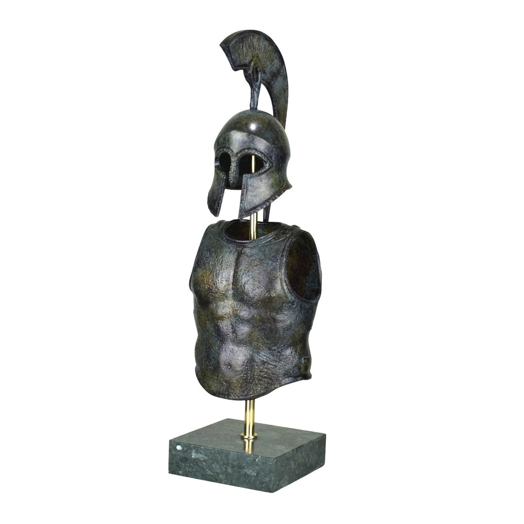 Handmade Bronze Greek Hoplite Armor Sculpture, Marble Base - Etsy