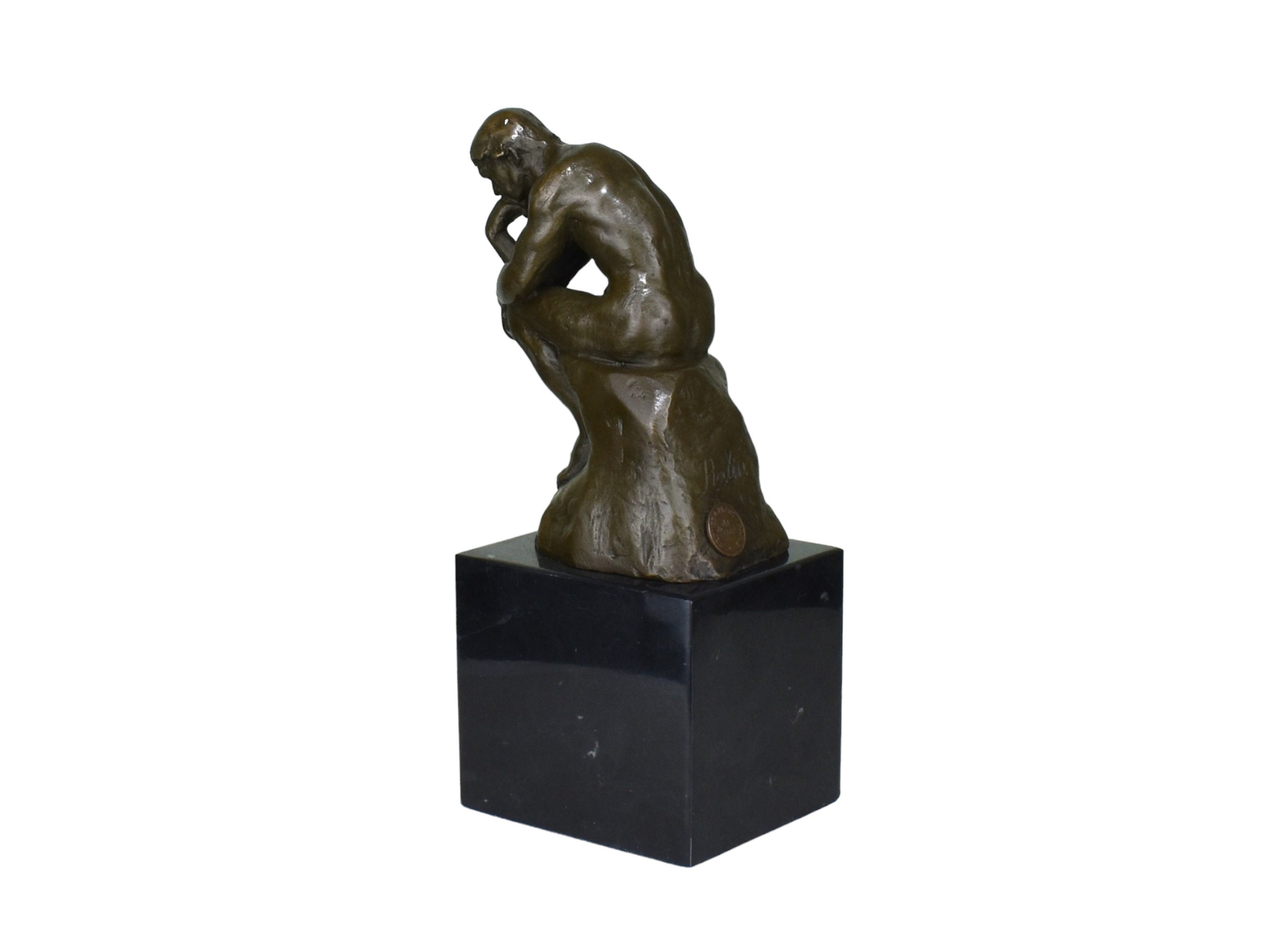 The Thinker Rodin Real Bronze Metal Art Sculpture Statue Marble Base ...
