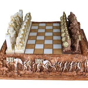 Spartan Chess Set: Battle of Thermopylae Leonidas Greek Soldiers Board ...