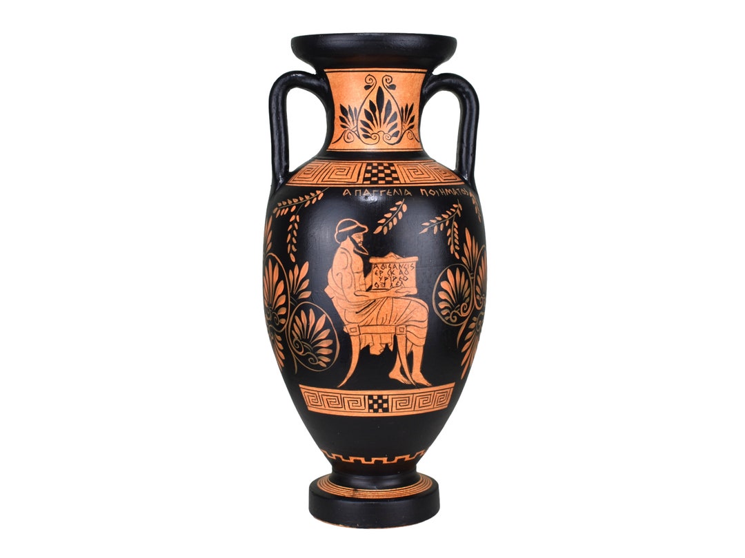 Profesor de Música jarrón de ánfora Antigua Grecia Figura Roja Cerámica ...