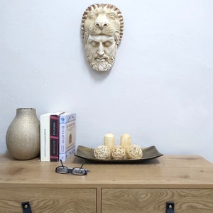 Hercules Heracles Mask Greek Roman Head Sculpture Wall Decor Cast Stone ...