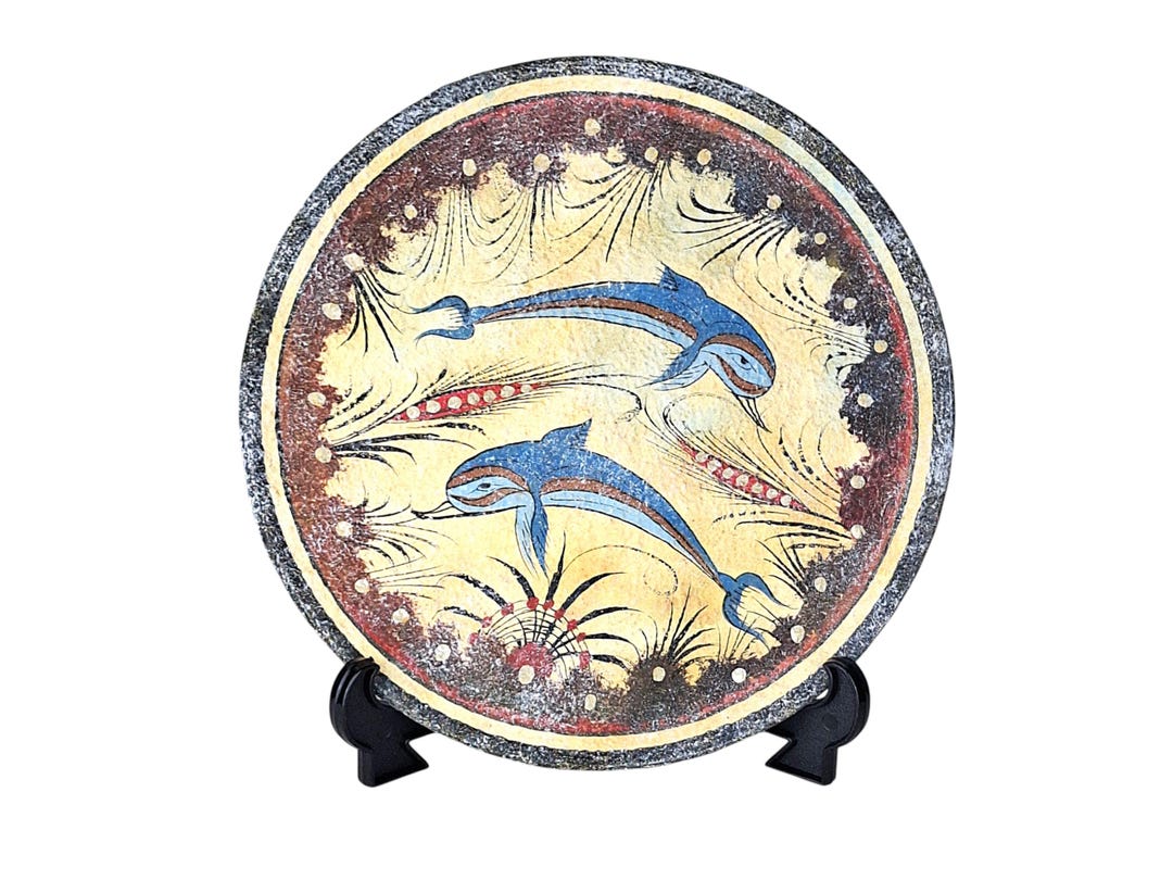 Minoan Plate Pottery Painting Dolphin Ancient Greek Crete Ceramic ...