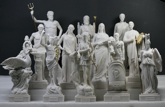SET 12 Twelve Greek Roman Olympian Gods Pantheon Statue | Etsy