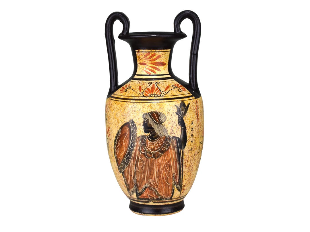 Greek Amphora Vase, Goddess Athena & God Zeus Painting, Ancient Ceramic ...