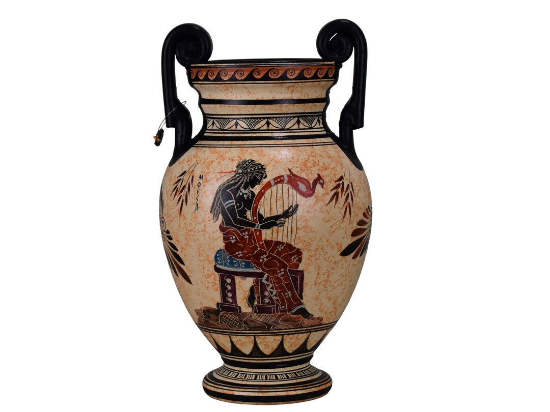 Muse Playing Lyre Amphora Vase Ancient Greek Pottery Ceramic 11.4in ...