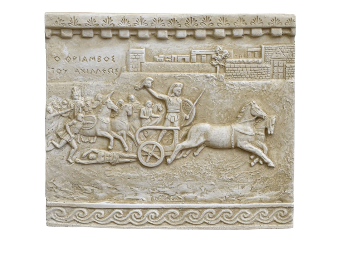 Achilles Dragging Hector’s Body Small Bas Relief Cast Stone Greek ...