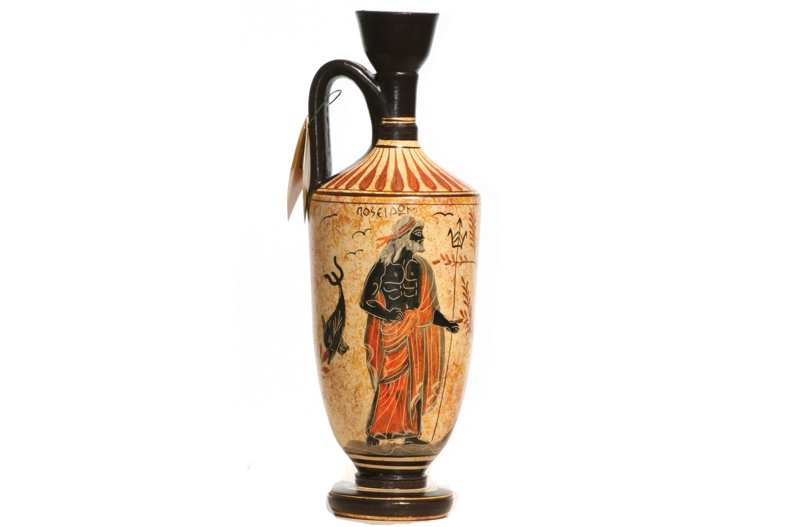 Greek Ceramic Vase Pot Vessel Lekythos Goddess Athena God - Etsy