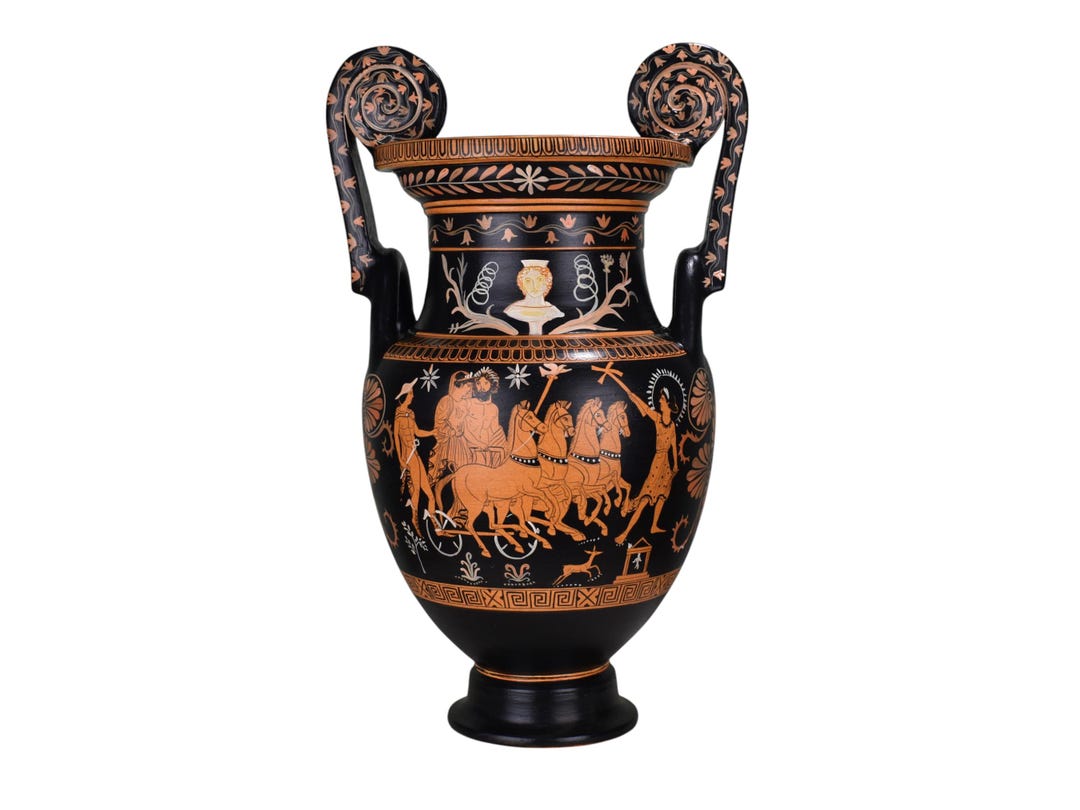 God Hades With Persephone on Chariot - Hermes and Hecate- Krater Large ...