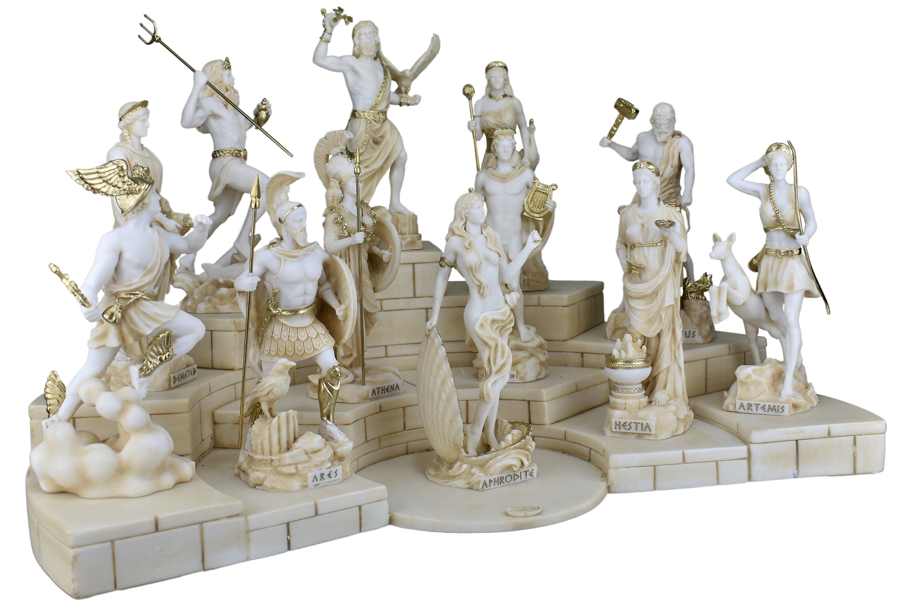 12 Twelve Greek Olympian Gods SET Pantheon Sculpture Statue Figure 6.7 ...