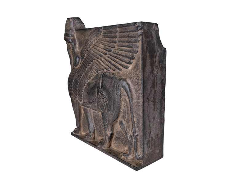 Lamassu Guardian Winged Bull With a Human Head Figure Louvre ...