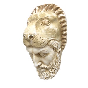 Hercules Heracles Mask Greek Roman Head Sculpture Wall Decor Cast Stone ...