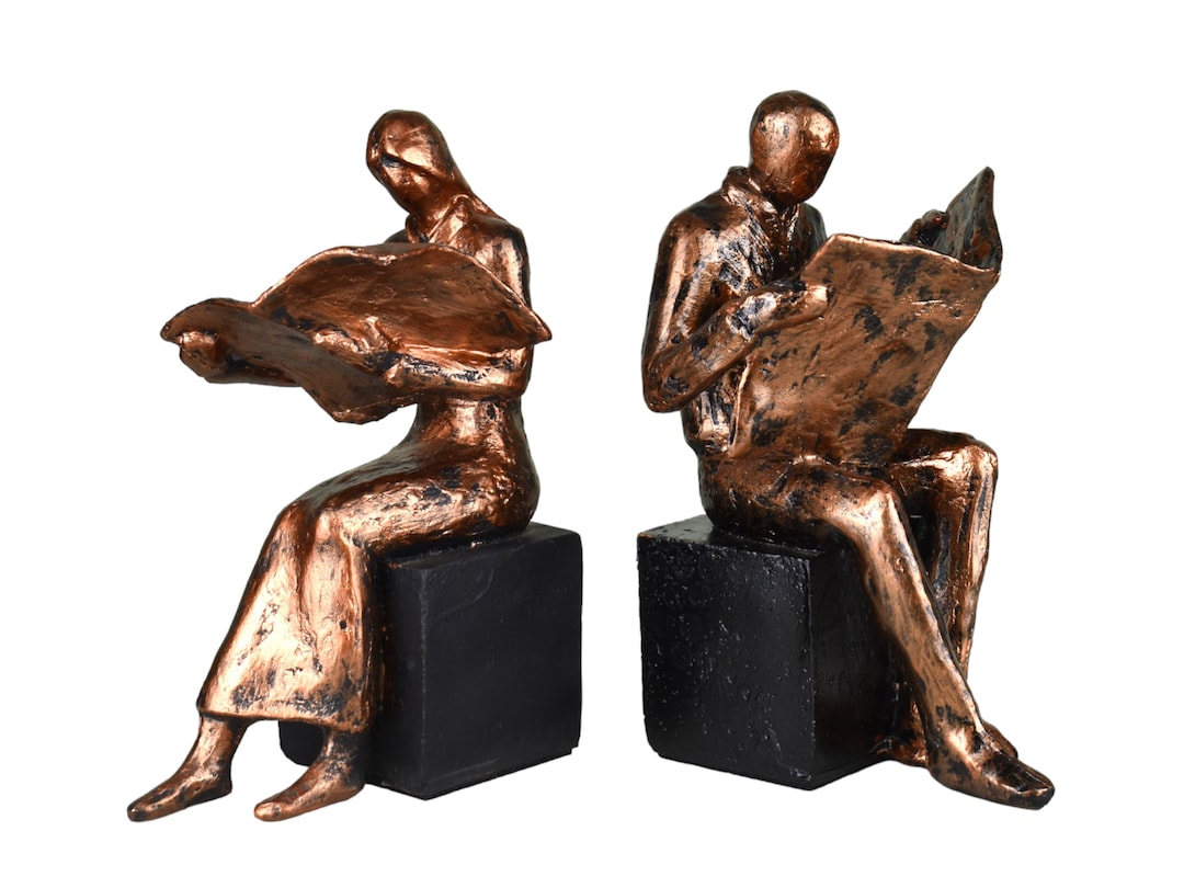 Bookends Man and Woman Couple Reading Set of 2 Pieces Art Sculpture ...