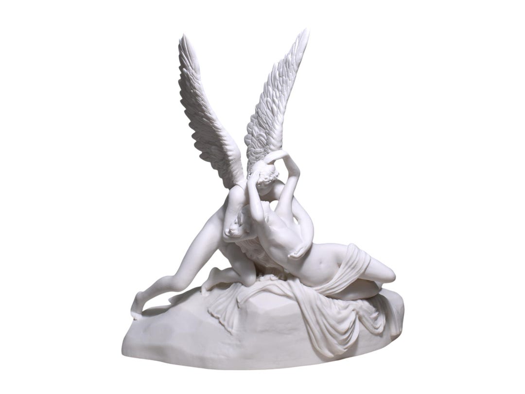 Psyche Revived by the Kiss of Love Statue Sculpture Decor Cast Marble ...
