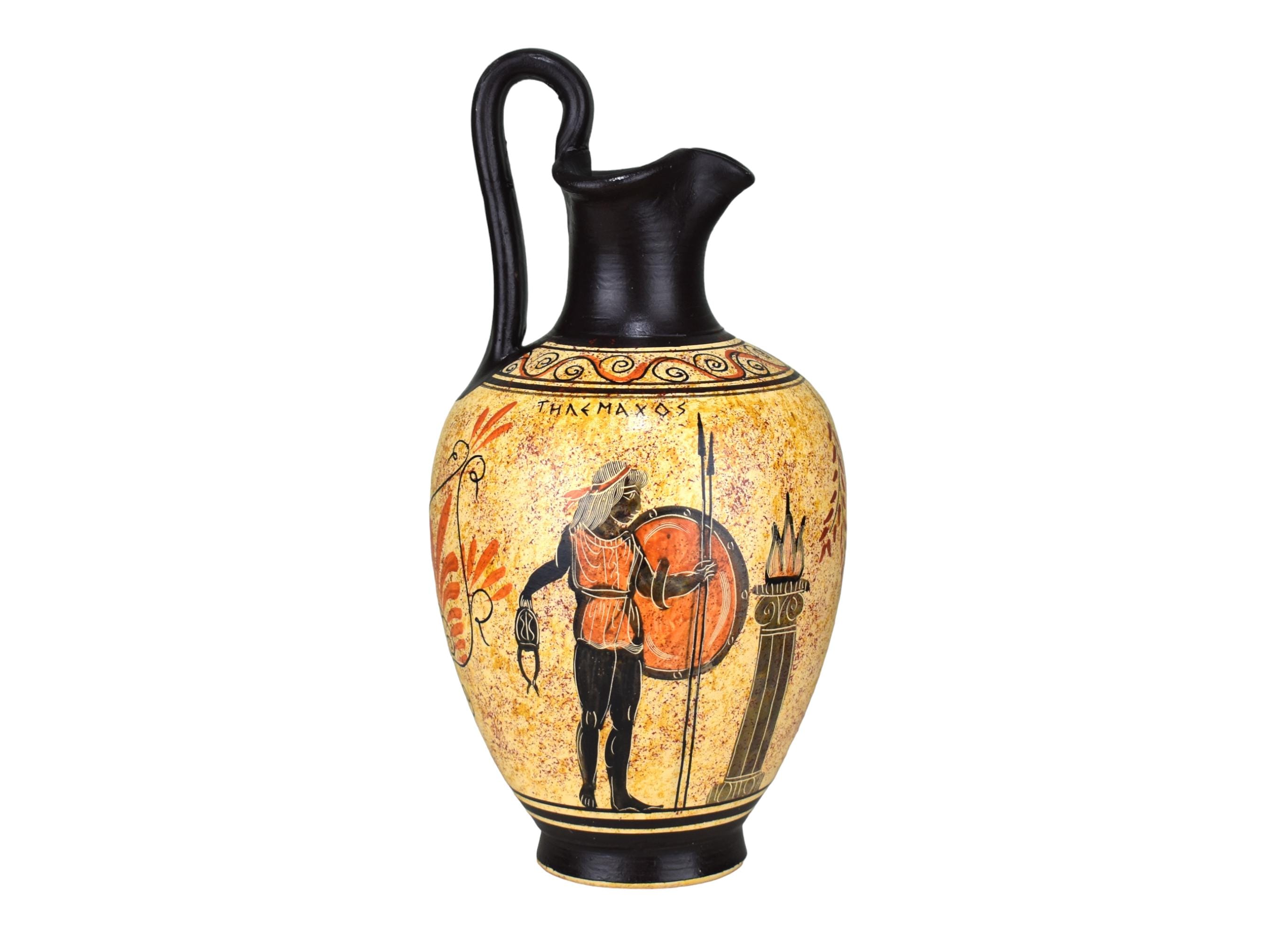 Ancient Greek Vase Pottery Vessel Pot Goddess Athena & God Poseidon 10 ...